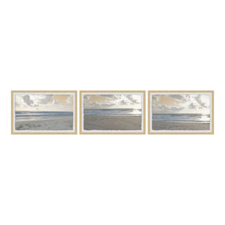 3-Piece "Serene Sea" Triptych, 36"x8" - Beach Style - Prints And ...