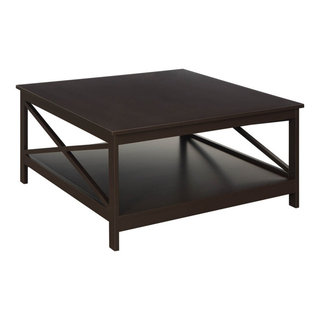 Oxford 36 Inch Square Coffee Table With Shelf - Transitional - Coffee ...