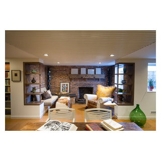 LIBRARY-LOWER LEVEL LIVING - Midcentury - Living Room - Philadelphia ...