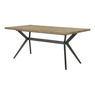 Midcentury Dining Table, Angled Legs With Trestle Support & Wooden Top ...