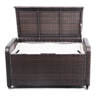 Modern Home Coconut Bay Weatherproof Outdoor Rattan Storage Box w ...