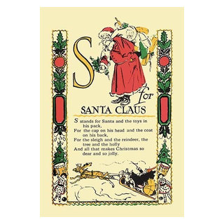 S for Santa Claus, 12" x 18" - Traditional - Prints And Posters - by ...