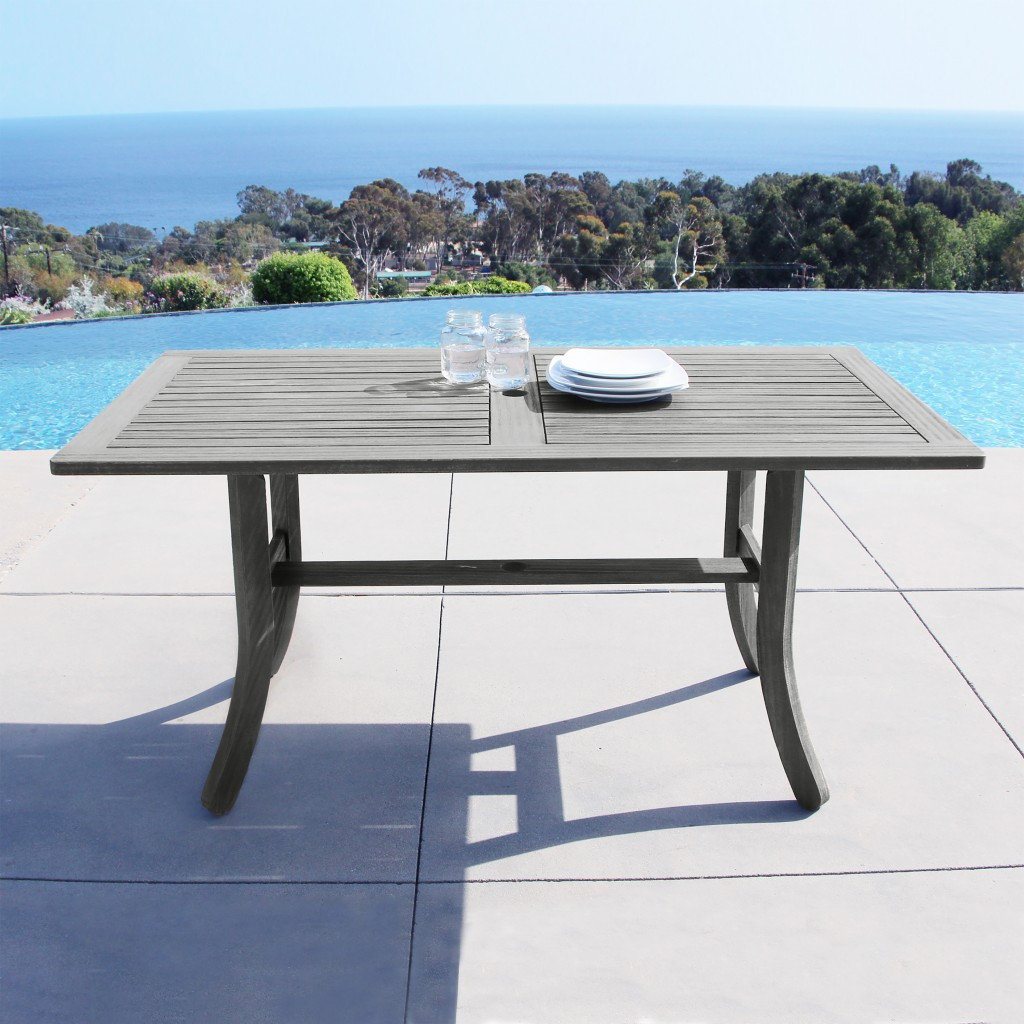 Distressed Grey Dining Table With Curved Legs - Transitional - Outdoor ...