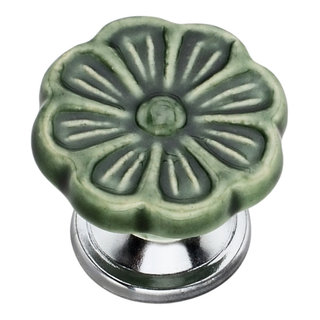 Ceramic Knob, 1-4/7'' Decorative Hardware Green Cabinet Drawer Knobs 10 ...