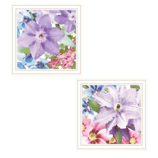 Set Of Two Clematis 1 White Framed Print Wall Art - Contemporary ...