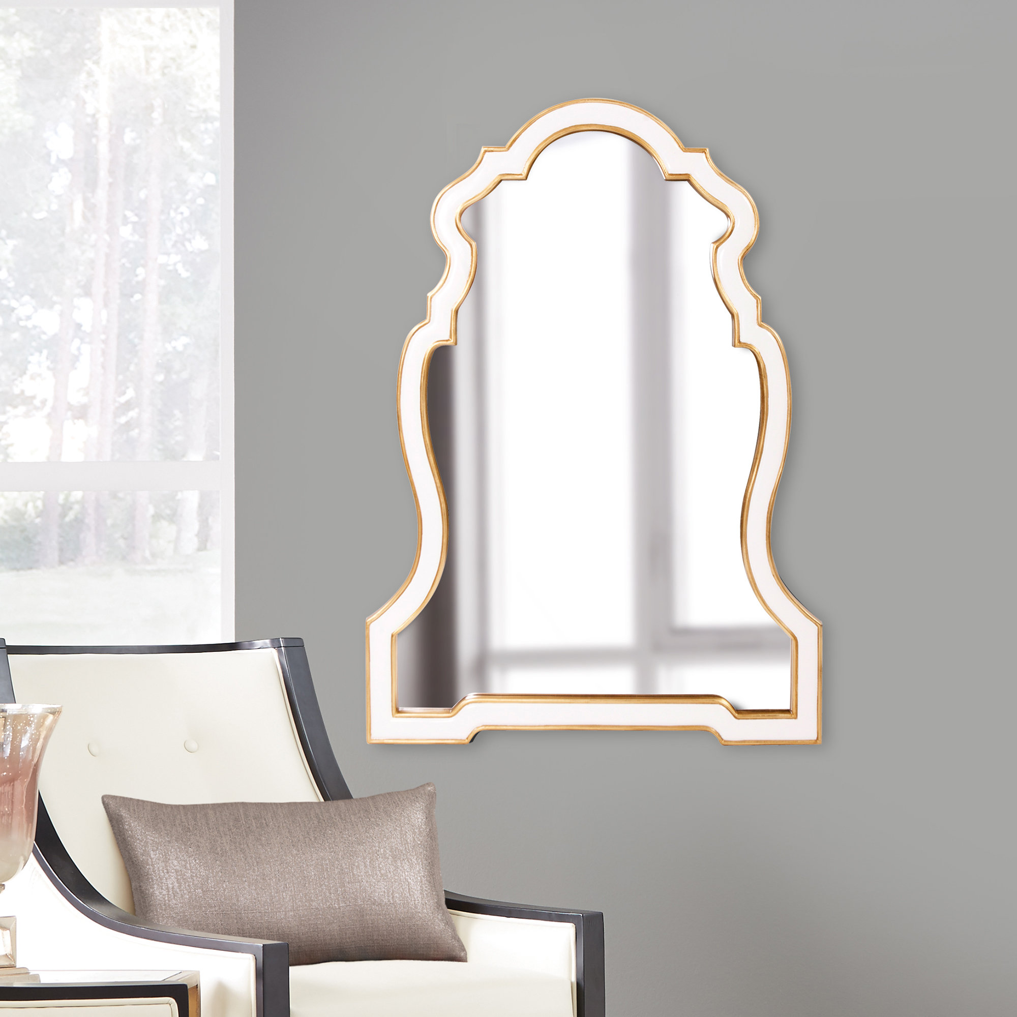 Howard Elliott Cleopatra White Keyhole Mirror, 30"x42"x1" - Traditional ...
