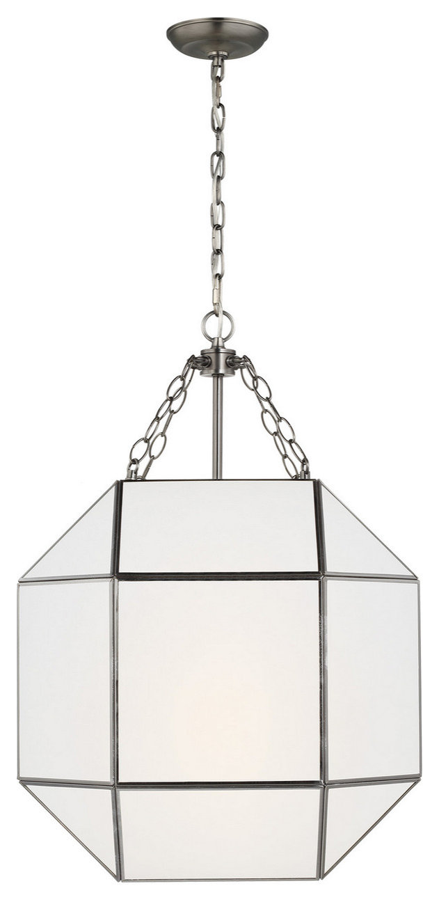 Morrison Three Light Lantern in Antique Brushed Nickel - Transitional ...