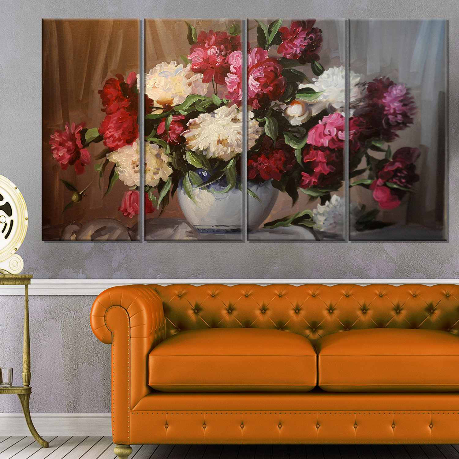 Designart - Bouquet of Blooming Peonies - Large Floral Wall Art Canvas ...