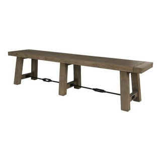 Reclaimed Wood Dining Bench with Distressed Gray Finish, Industrial ...