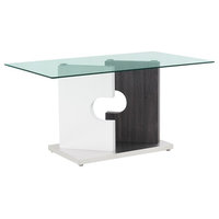 Global Furniture USA Aiah Gray/White Pedestal and Glass Top Dining ...