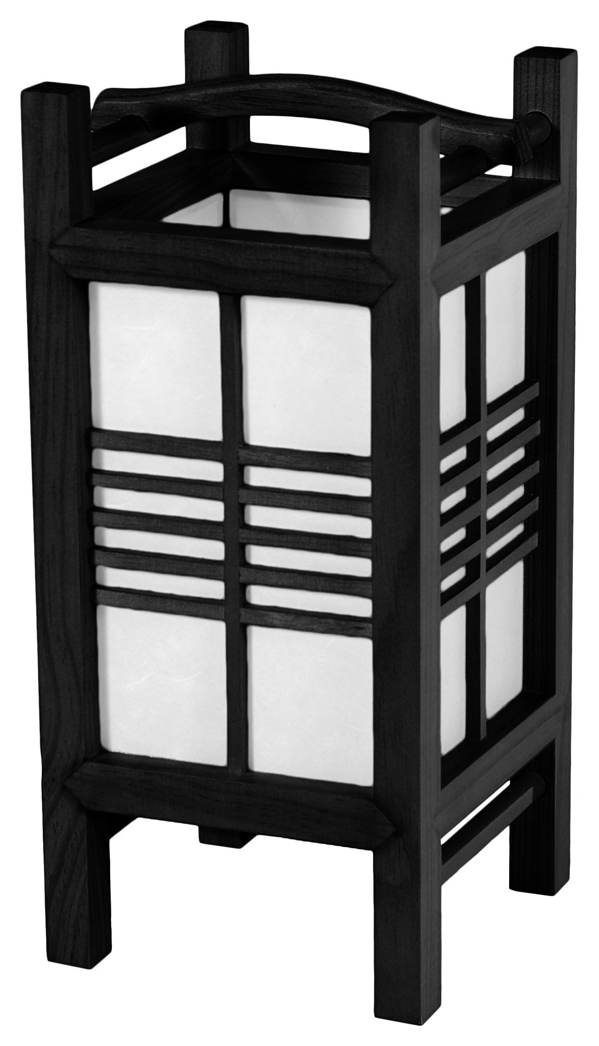 18" Cranes Shoji Lamp, Black, Akida - Asian - Table Lamps - by Oriental ...