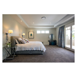 Eden Made white timber French doors provide balcony access - Bedroom ...