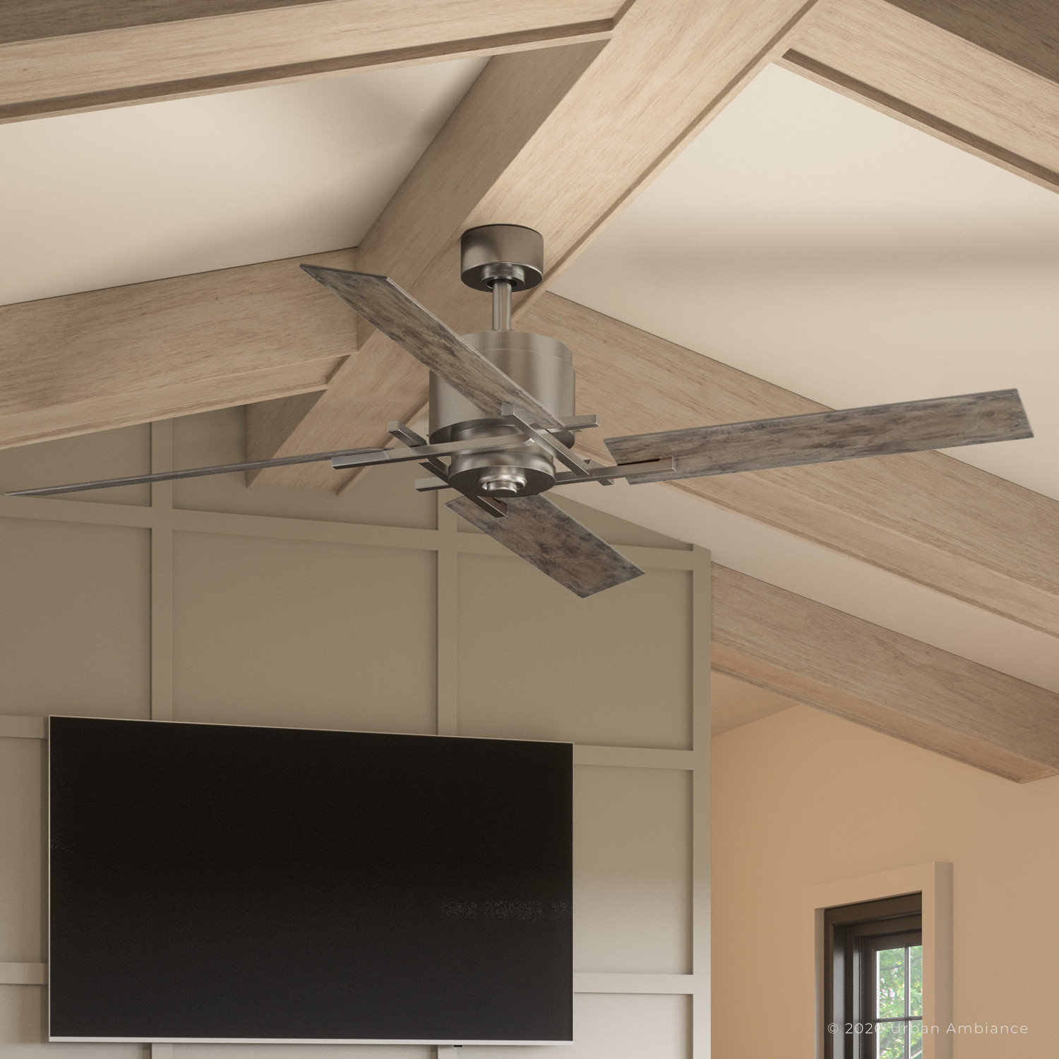 Luxury Urban Loft Ceiling Fan, Aged Nickel, UHP9061, Amelia Collection ...