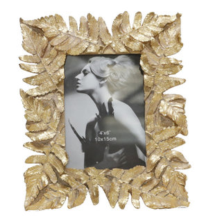 Sagebrook Home Polyresin 4x6 Leaf Photo Frame, Gold - Tropical ...
