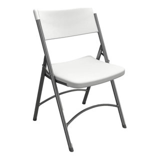 Mayline Event Series Metal Folding Chair in Dark Gray/White (Set of 4 ...