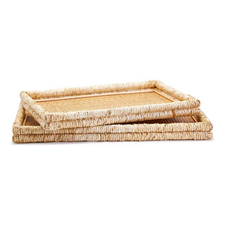 Two's Company 53845 2-Piece Set Hand-Crafted Natural Rattan Decorative ...