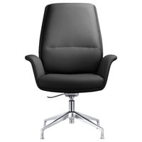 LeisureMod Summit Faux Leather Office Chair with Adjustable Height Gray ...