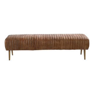 Endora Bench Open Road Brown Leather - Midcentury - Upholstered Benches ...