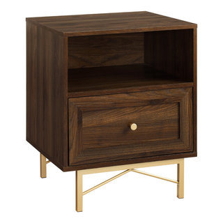 Gwen 20" 1 Drawer Modern Nightstand - Dark Walnut - Contemporary ...
