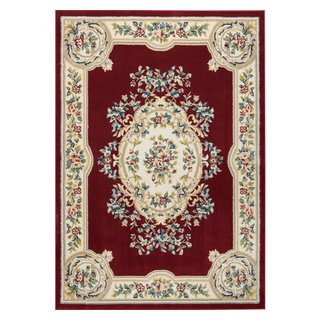 Nourison Aubusson ABS1 Area Rug, Red, 7'10" x 10'6" - Victorian - Area ...