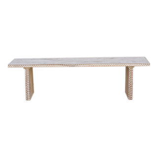 Bleached Wood Mother of Pearl Inlay Bench - Transitional - Accent And ...