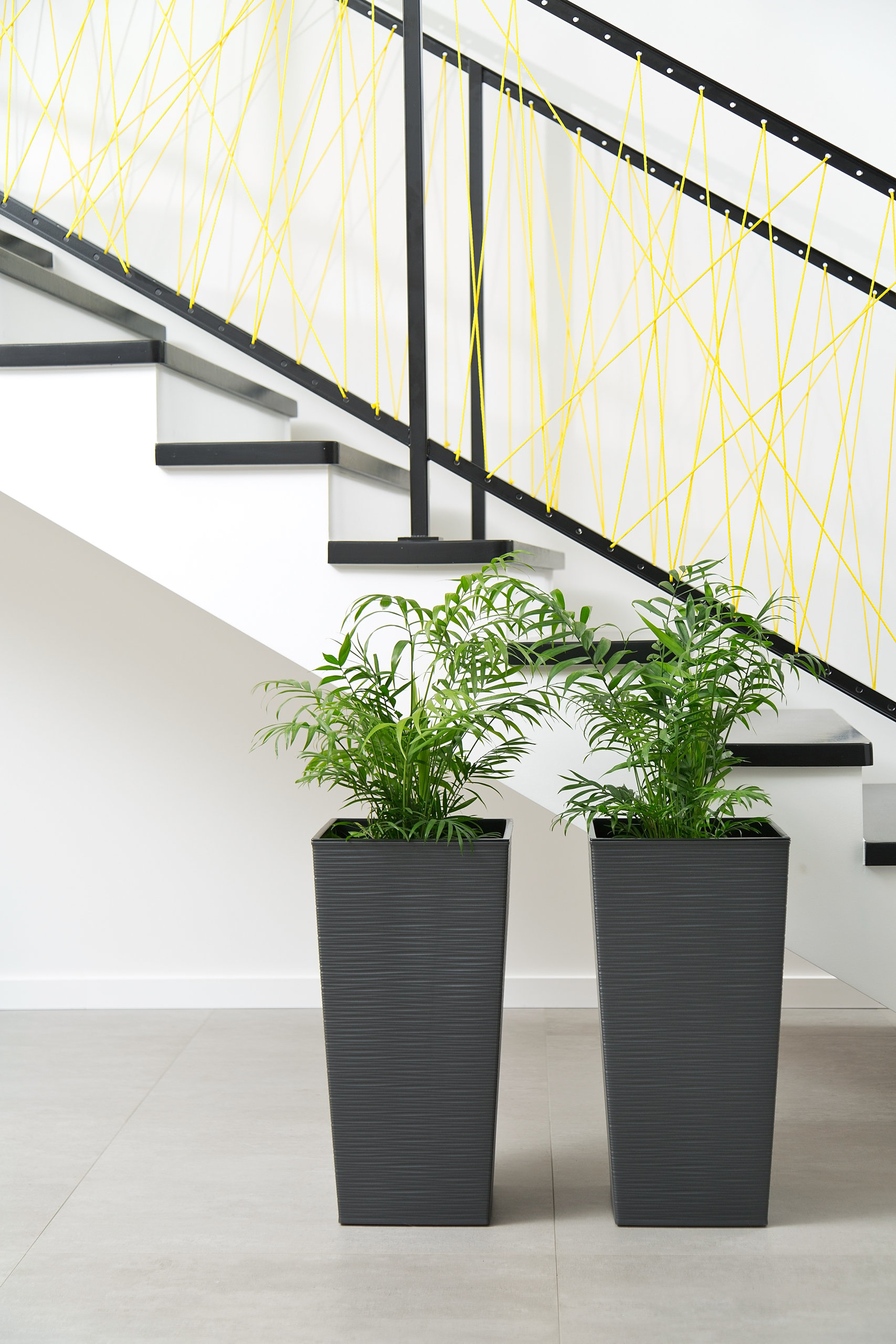 Tall Square Ribbed Planter With Insert, Medium - Contemporary - Indoor ...