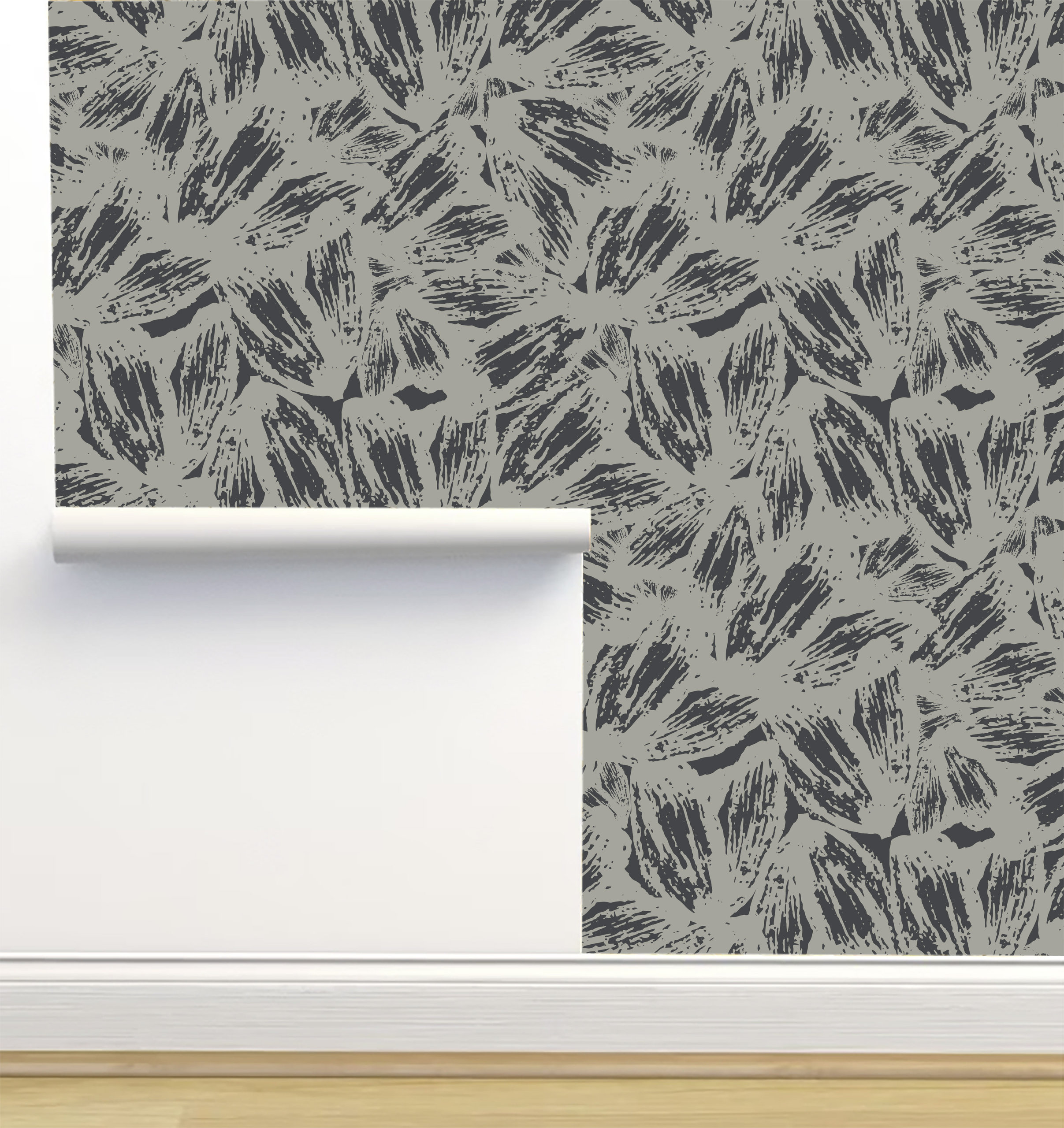 Texture Tulips Black Wallpaper by Monor Designs, Sample 12"x8" - Contemporary - Wallpaper - by ...