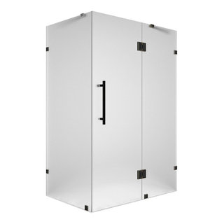 Avalux Frameless Shower Enclosure Frosted Glass, Oil Rub Bronze, 37"x30 ...