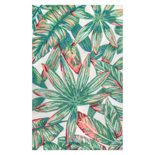 Contemporary Country and Floral Area Rug, 6'Round - Tropical - Outdoor ...