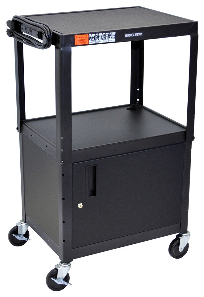 Black 42" Height Cart With Cabinet - Contemporary - Utility Carts - by ...