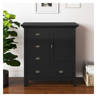 Redmond Wood Medium Storage Cabinet, Black - Transitional - Storage ...
