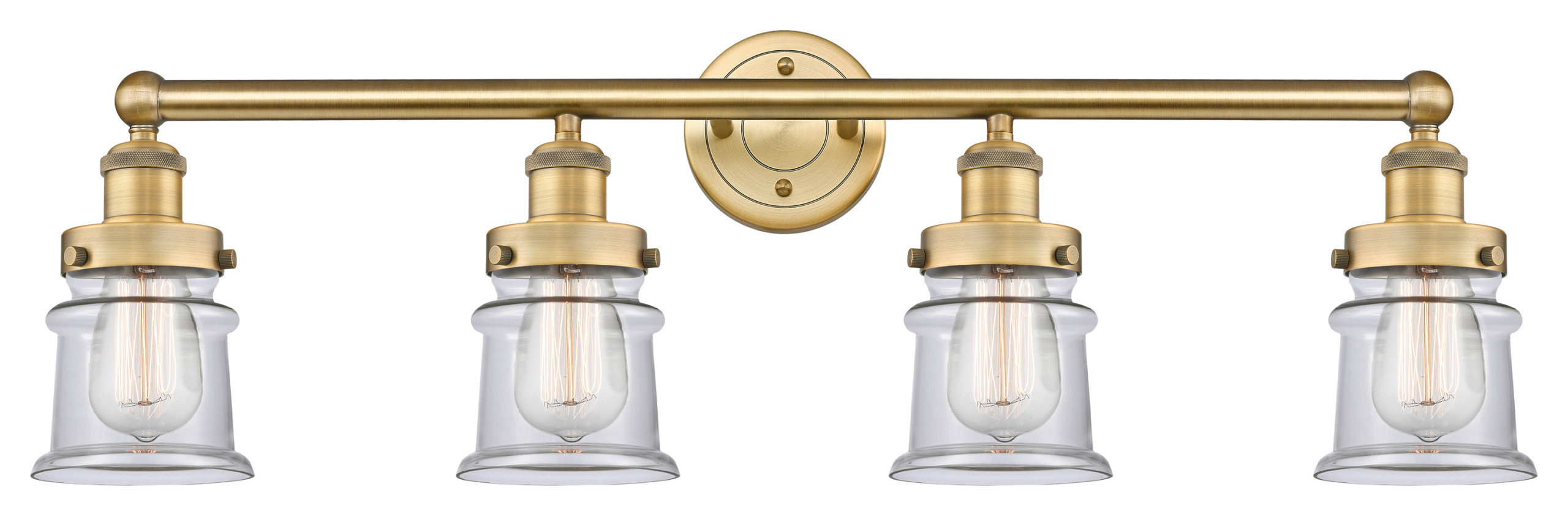 Canton 4-Light 32" Bath Vanity Light, Brushed Brass Finish - Industrial ...
