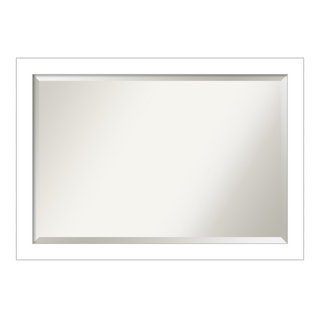 Wedge White Framed Wall Mirror, 40 in. x 28 - Transitional - Wall ...