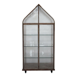 Distressed Metal and Acrylic Terrarium on Wheels, Grey - Traditional ...