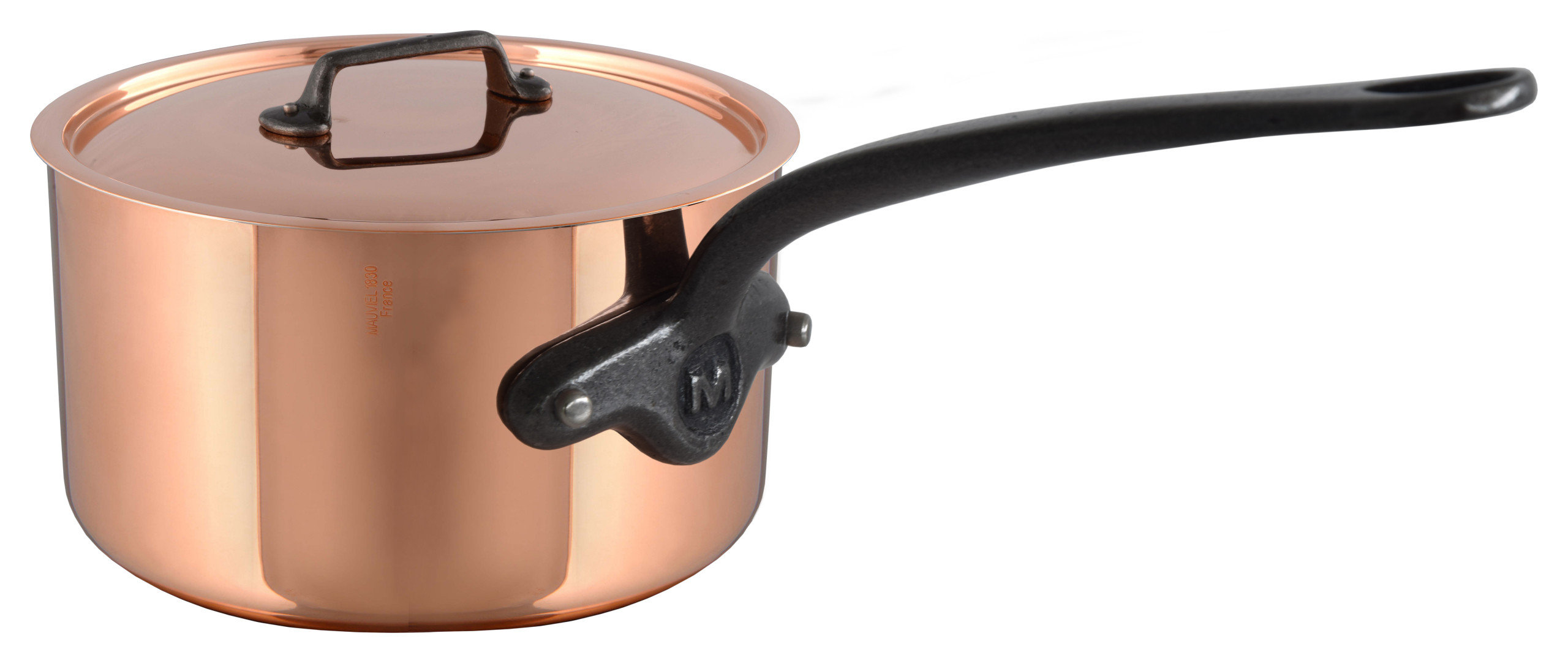 Mauviel M'150CI 1.5mm Copper Sauce Pan With Lid & Cast Iron Handle, 3.4 ...