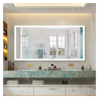 Framed LED Mirror, Dimmer, Defogger, Color Temperature, 84"x42 ...