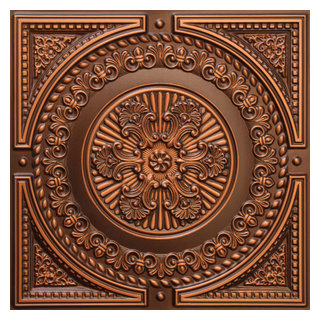 Antique Copper 3D Ceiling Panels, 2'x2' - Rustic - Ceiling Tile - by ...