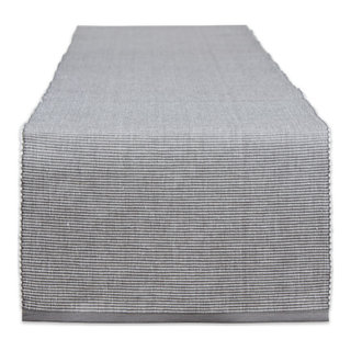 Dii Gray and White 2-Tone Ribbed Table Runner - Transitional - Table ...