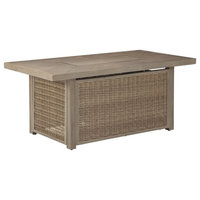 Signature Design by Ashley Beachcroft Rectangular Fire Pit Table in Beige - Tropical - Fire Pits ...