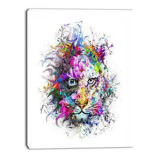 Tiger Face in Colorful Splashes, Abstract Wall Art Canvas, 12"x20 ...