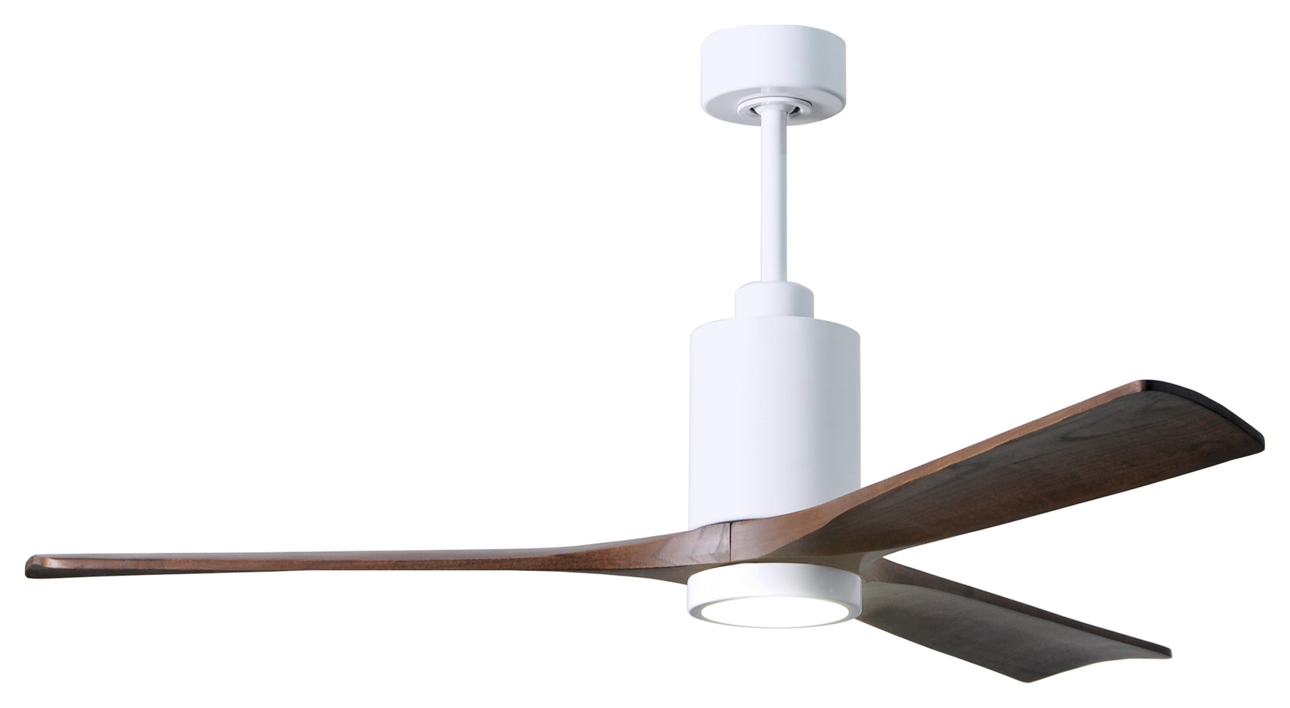 Patricia Three Blade Paddle Fan, Light Kit, Gloss White, Walnut Tone ...