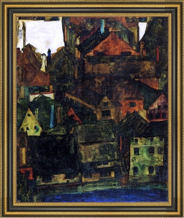 Egon Schiele View of Houses and Roofs of Krumau Seen from the ...