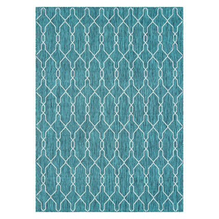 Rug Unique Loom Outdoor Trellis Teal Rectangular 8' 0 x 11' 4 ...