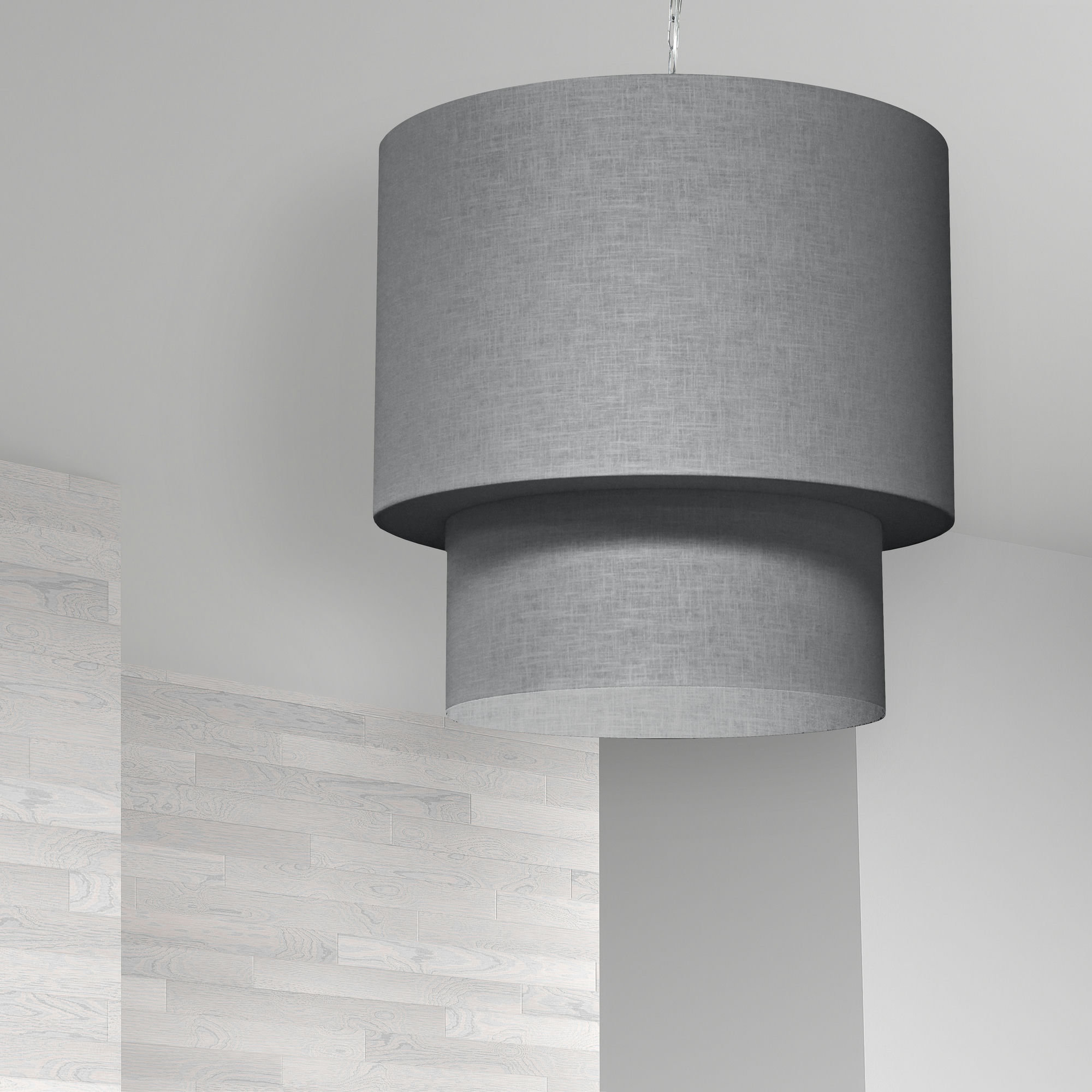 5 Light 3 Tiers Drum Linen Milano Grey, Fabric Diffuser, Polished ...