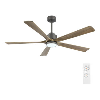 60 in LED Charcoal Ceiling Fan with Remote and Reversible DC Motor ...