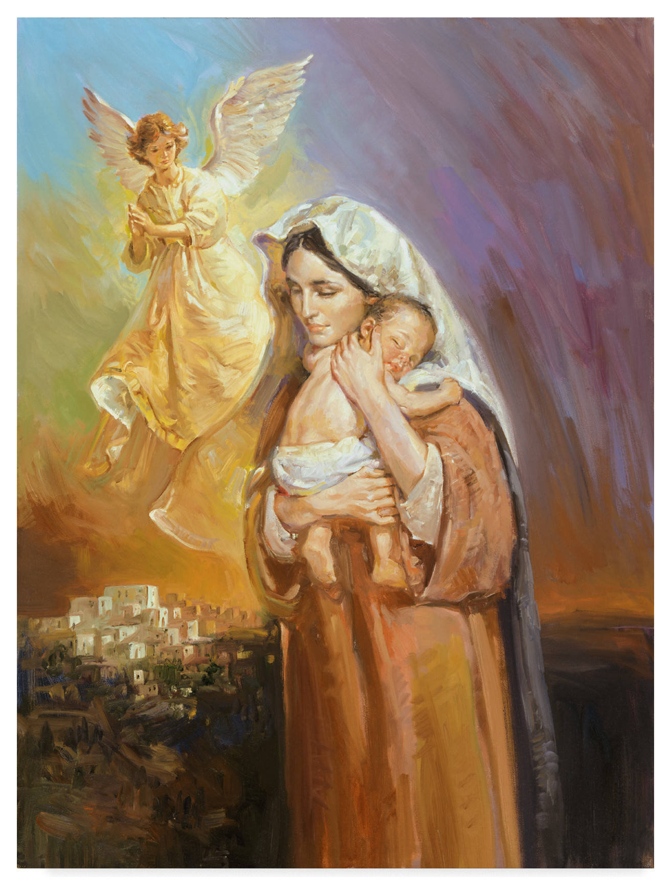 Hal Frenck 'Mary And Angel' Canvas Art, 19"x14" - Traditional - Prints ...