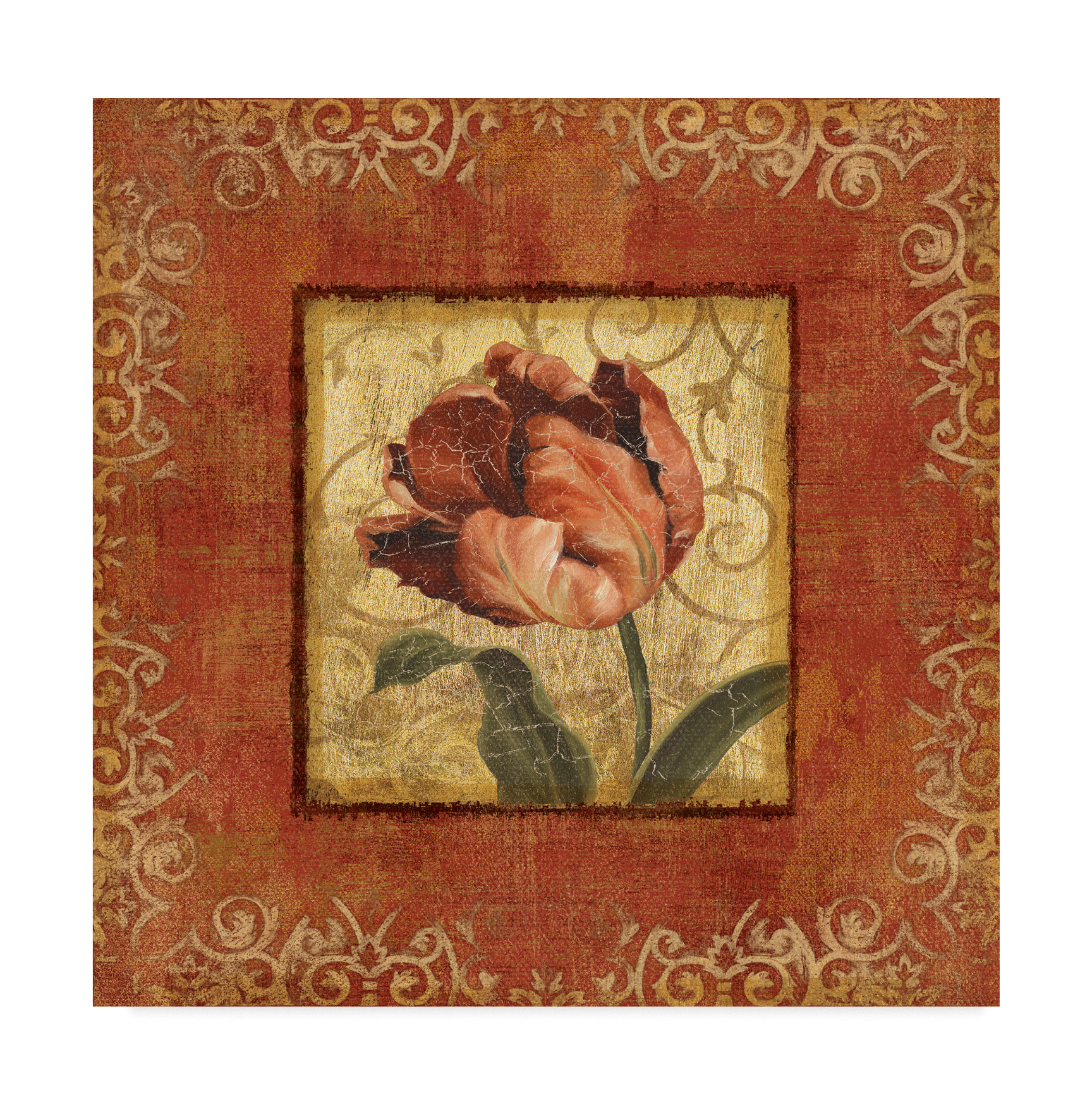 Lisa Audit 'Red and Gold Flower II' Canvas Art, 18"x18" - Contemporary ...