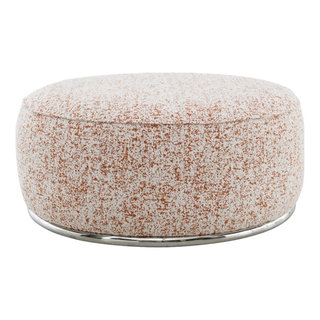 Upholstered Round-Shape Ottoman with Stainless Steel Base in Pattern ...