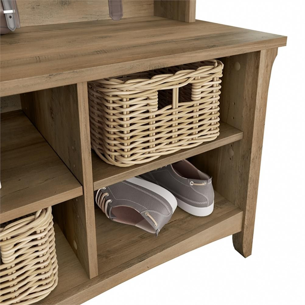 Pemberly Row Engineered Wood Hall Tree with Shoe Storage Bench in ...