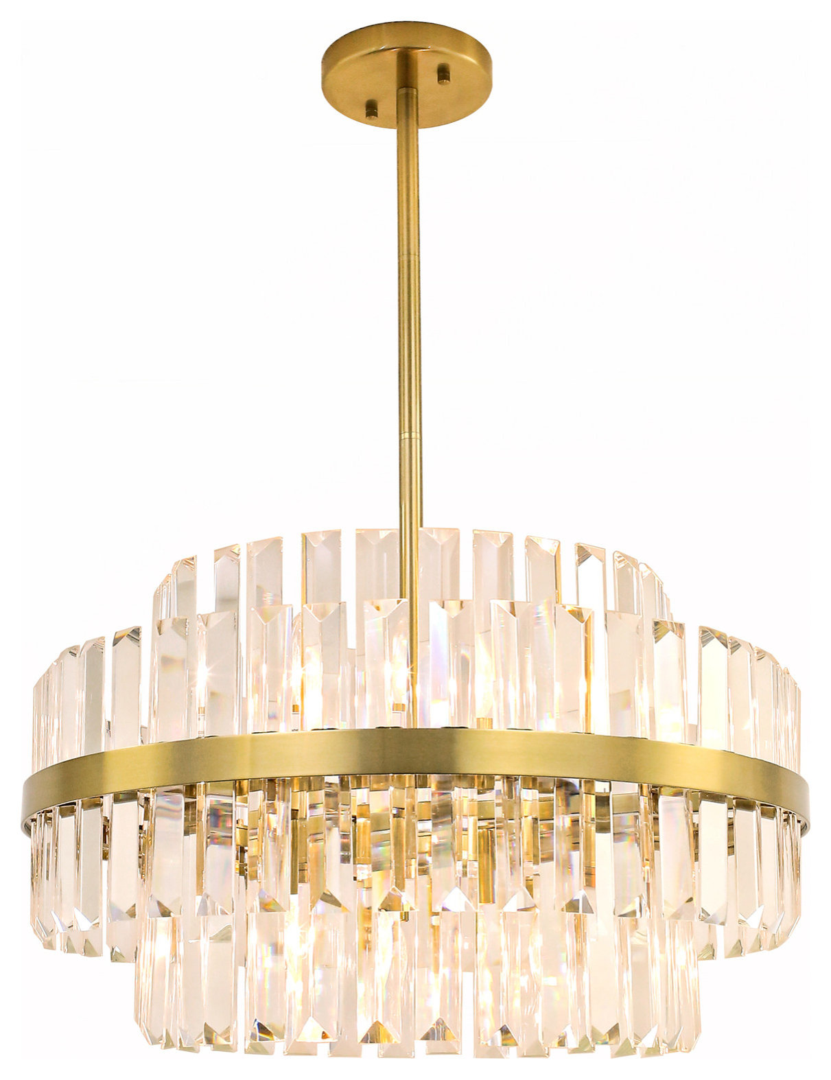 Sinclair Crystal Chandelier, Satin Gold - 24" ROUND - Contemporary ...